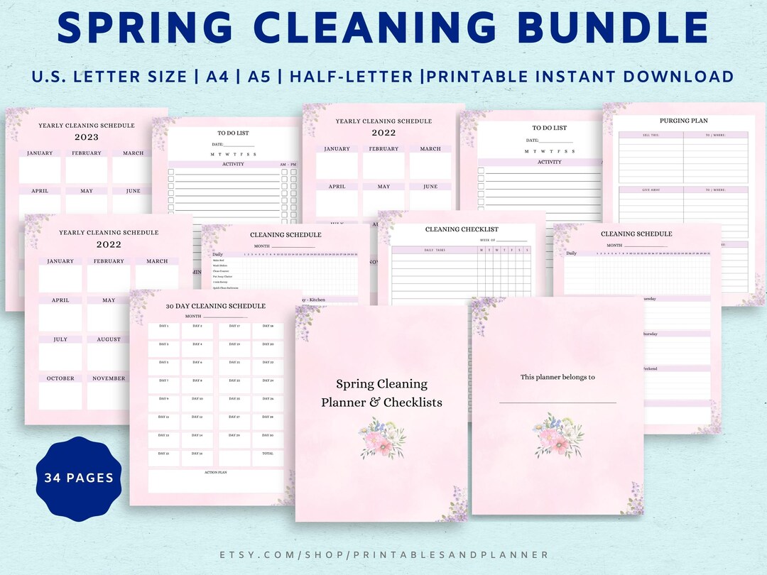 Spring Cleaning Checklists Printable, Cleaning Printable, Cleaning ...