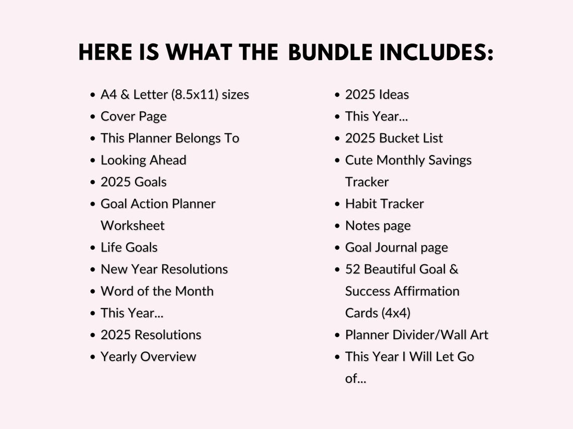 2025 Printable Goal Setting Planner and Affirmation Card Bundle | New ...