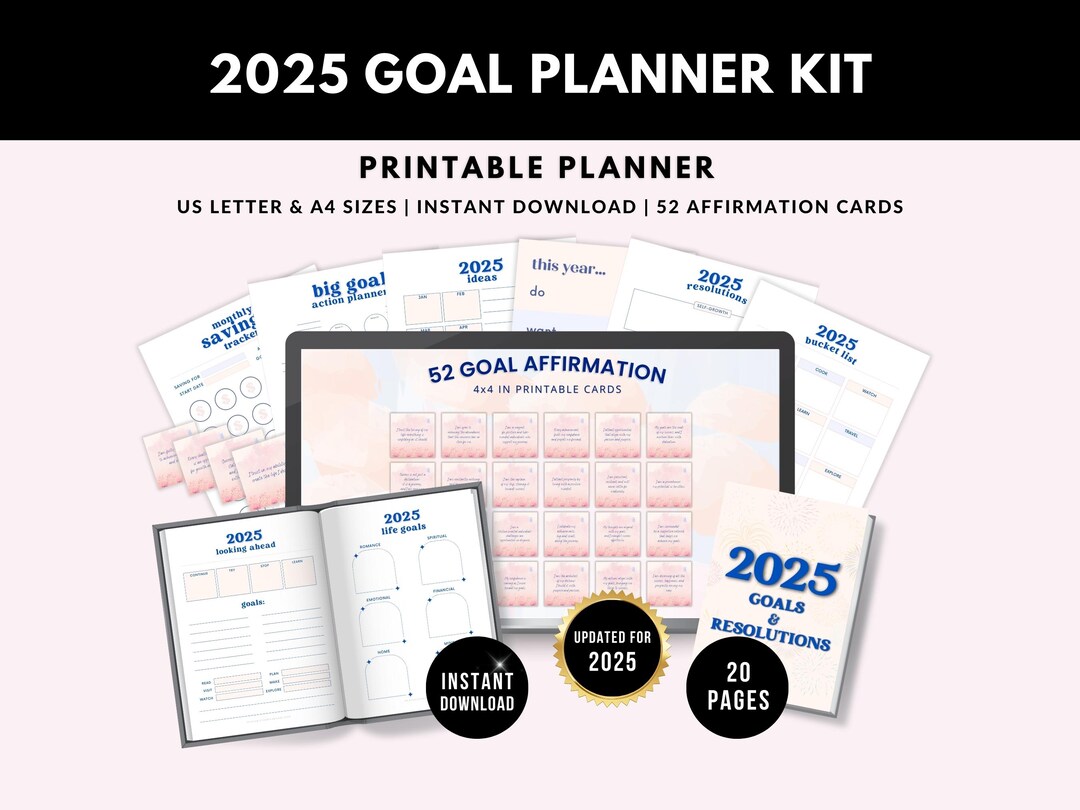 2025 Printable Goal Setting Planner and Affirmation Card Bundle | New ...