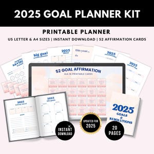 2025 Printable Goal Setting Planner and Affirmation Card Bundle | New ...