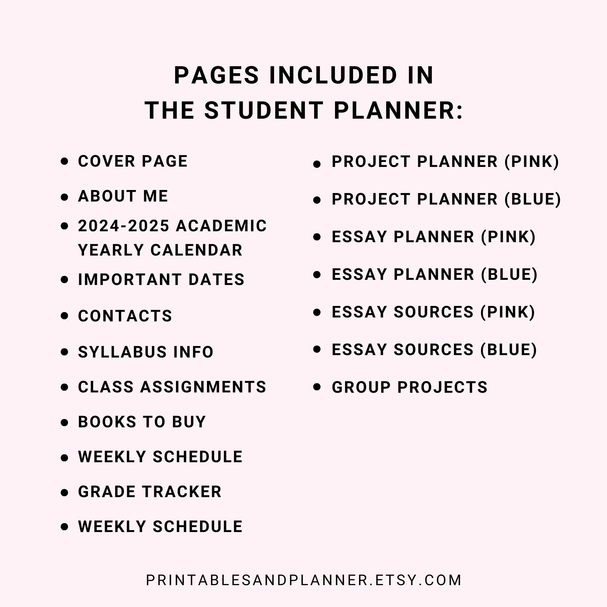 Printable Student Planner, Academic Planner, High School, Assignment ...