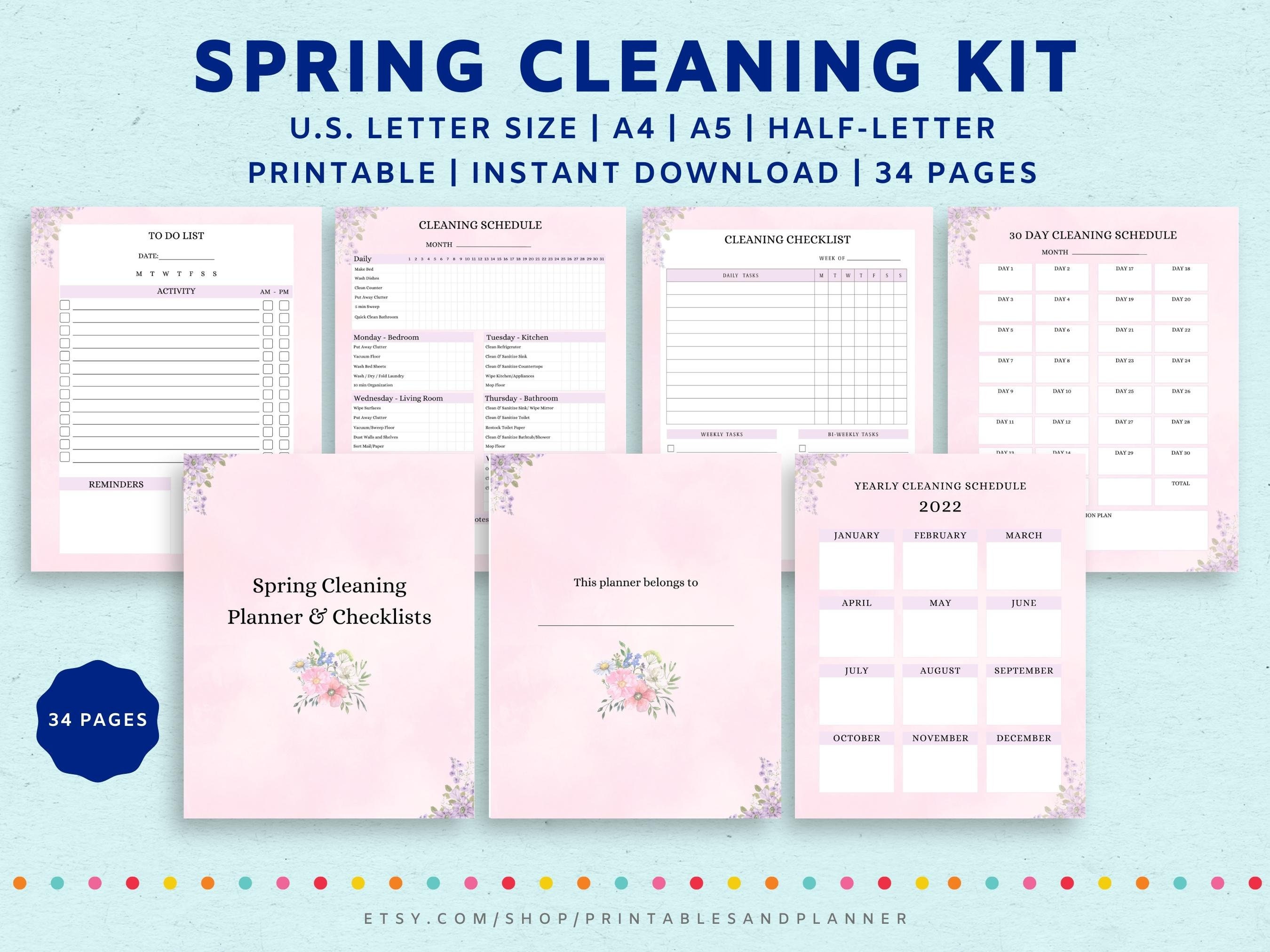 Spring Cleaning Checklists Printable, Cleaning Printable, Cleaning ...