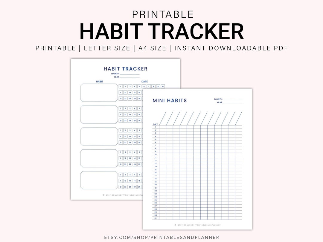 Monthly Habit Tracker | Habit Tracker Printable | Habit Chart | Habit ...