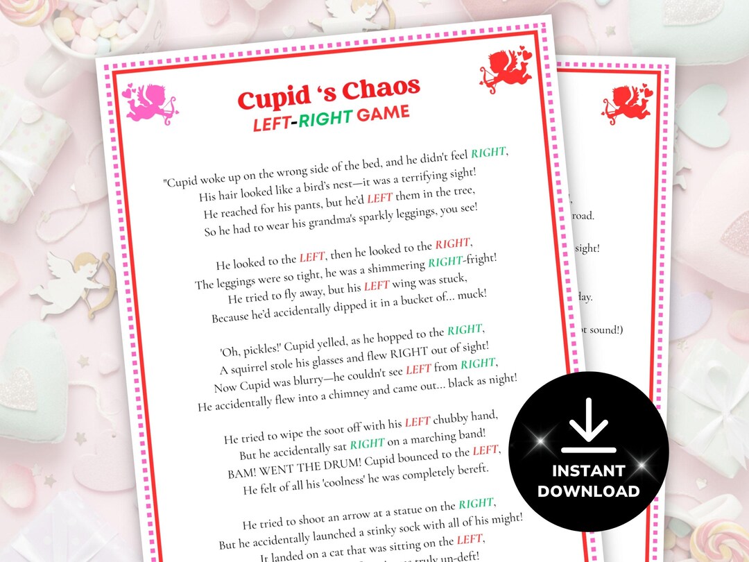 Valentine’s Day Left Right Game for Classroom Parties, Funny Prize ...