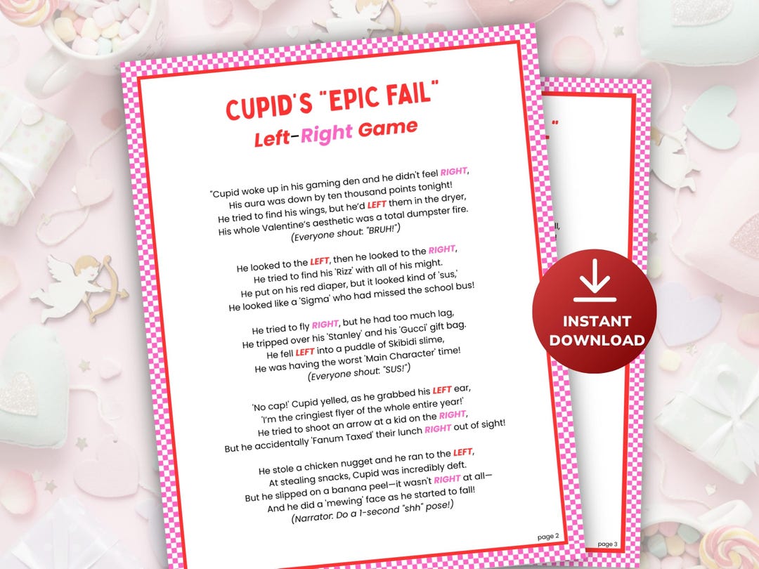 Valentine's Day Left Right Game | Cupid's Epic Fail, Grades 3-6 ...