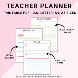 Printable Teacher Planner, Teacher Plan Book, Teacher Agenda, Lesson ...