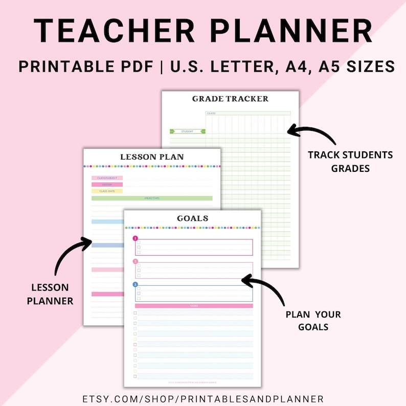 Printable Teacher Planner Teacher Plan Book Teacher Agenda - Etsy