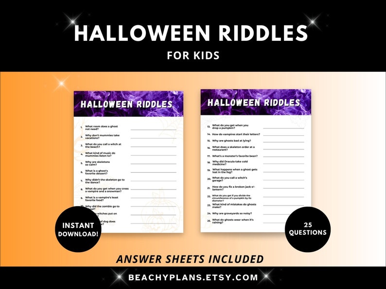 Halloween Riddle Me This - Fun Printable Halloween Game for Kids ...