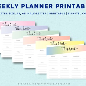 Weekly Planner Printable Landscape, Minimalist Weekly Schedule, Week at ...