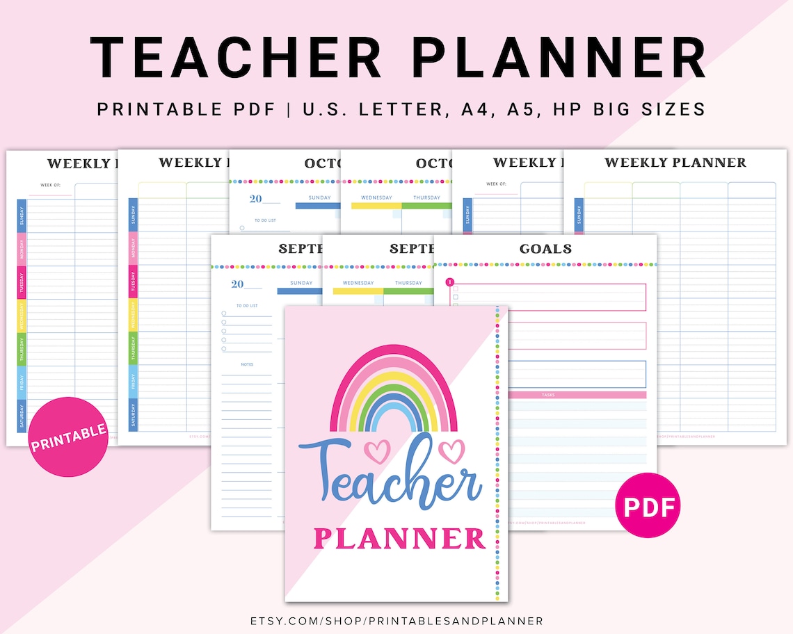 Printable Teacher Planner Teacher Plan Book Teacher Agenda - Etsy