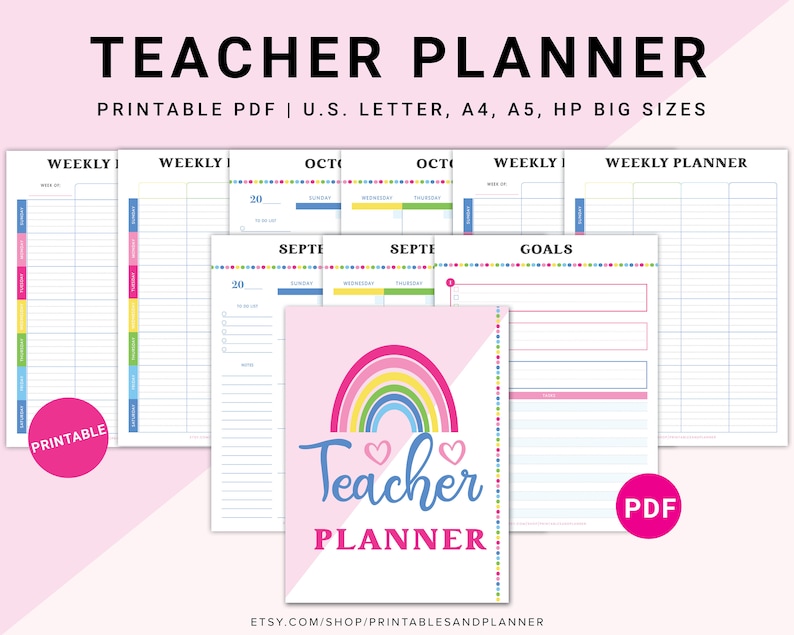 Printable Teacher Planner Teacher Plan Book Teacher Agenda - Etsy