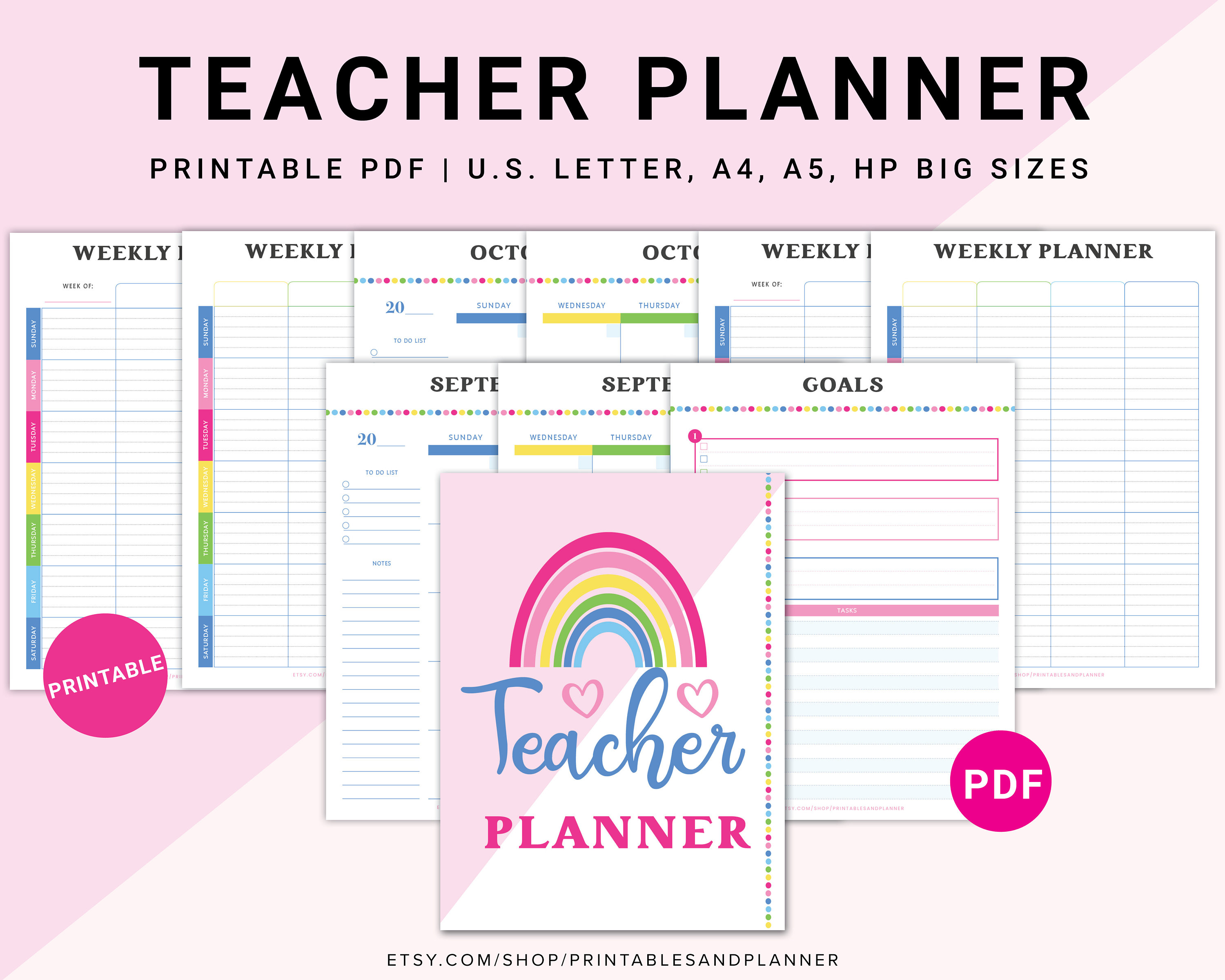 Printable Teacher Planner Teacher Plan Book Teacher Agenda - Etsy
