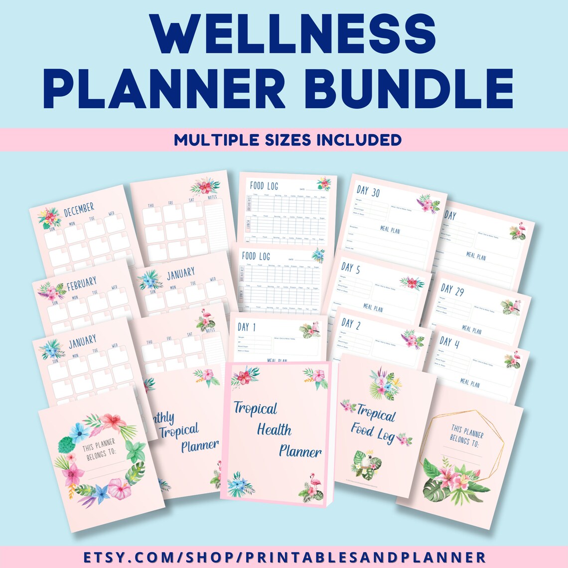 Wellness Planner Bundle Includes a Wellness Journal, Food Log, and ...