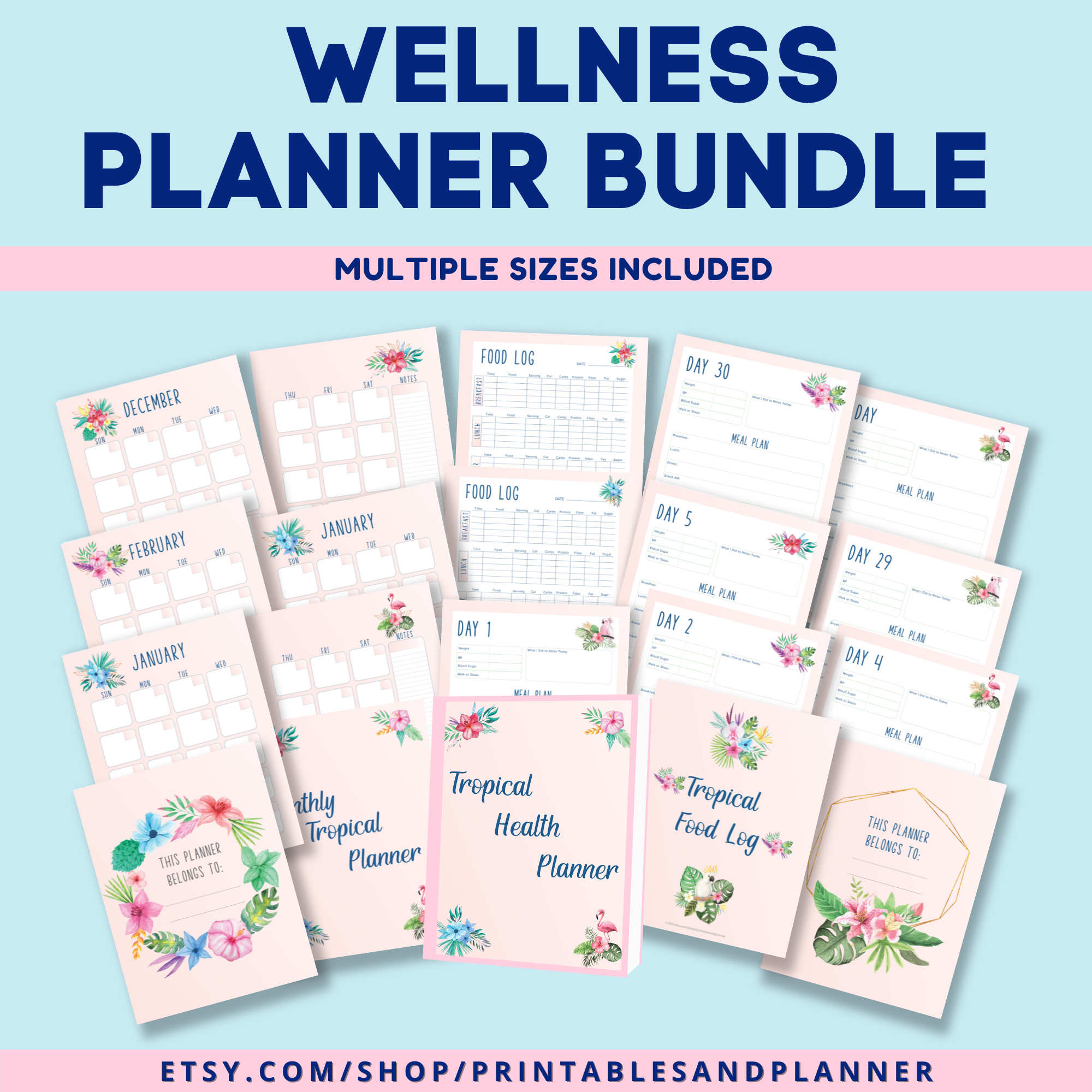 Wellness Planner Bundle Includes a Wellness Journal, Food Log, and ...
