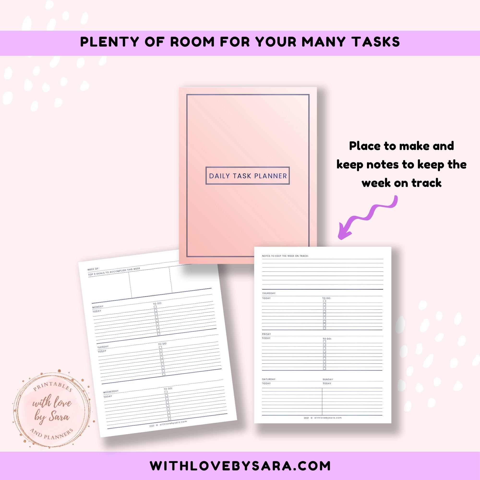 Printable Weekly Planner Weekly Task Planner Undated Weekly Week at A ...