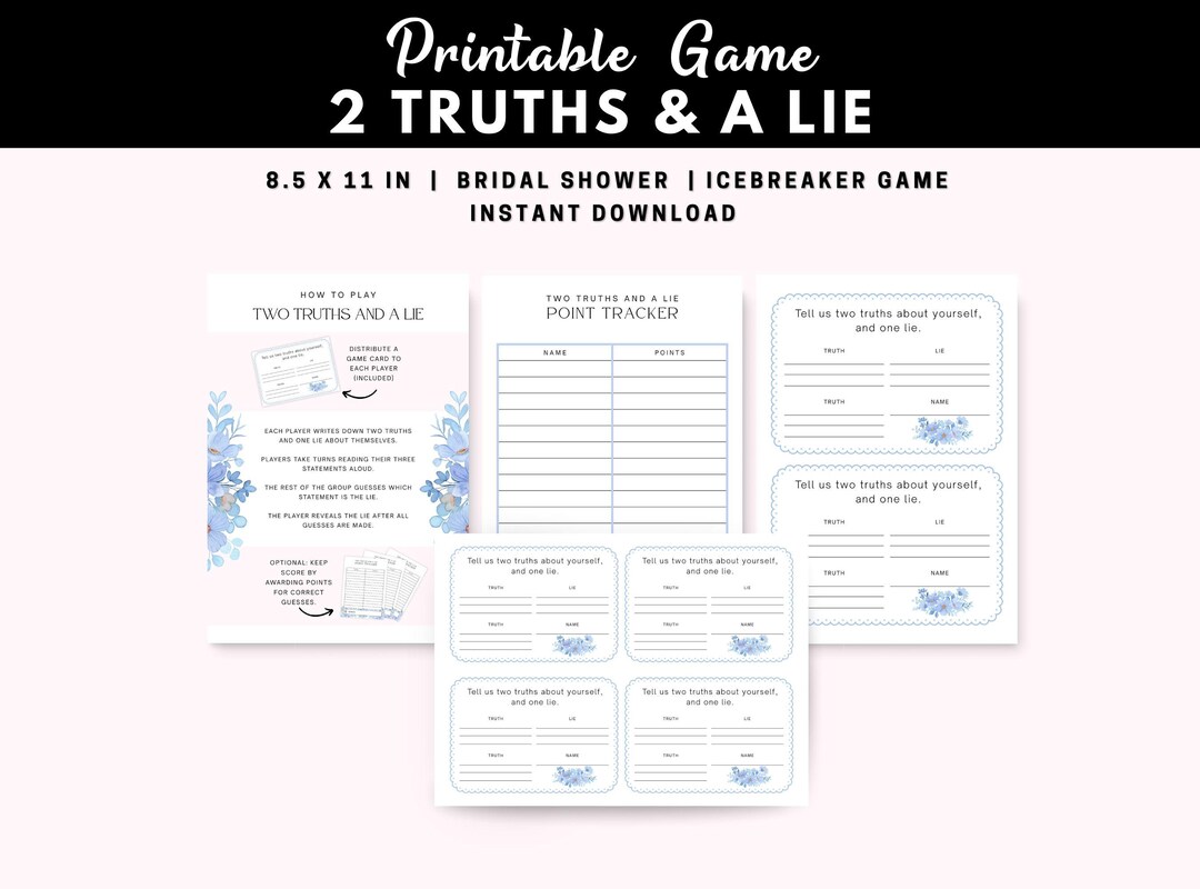 Two Truths and a Lie Bridal Shower Game – Printable Icebreaker (PDF) - Etsy