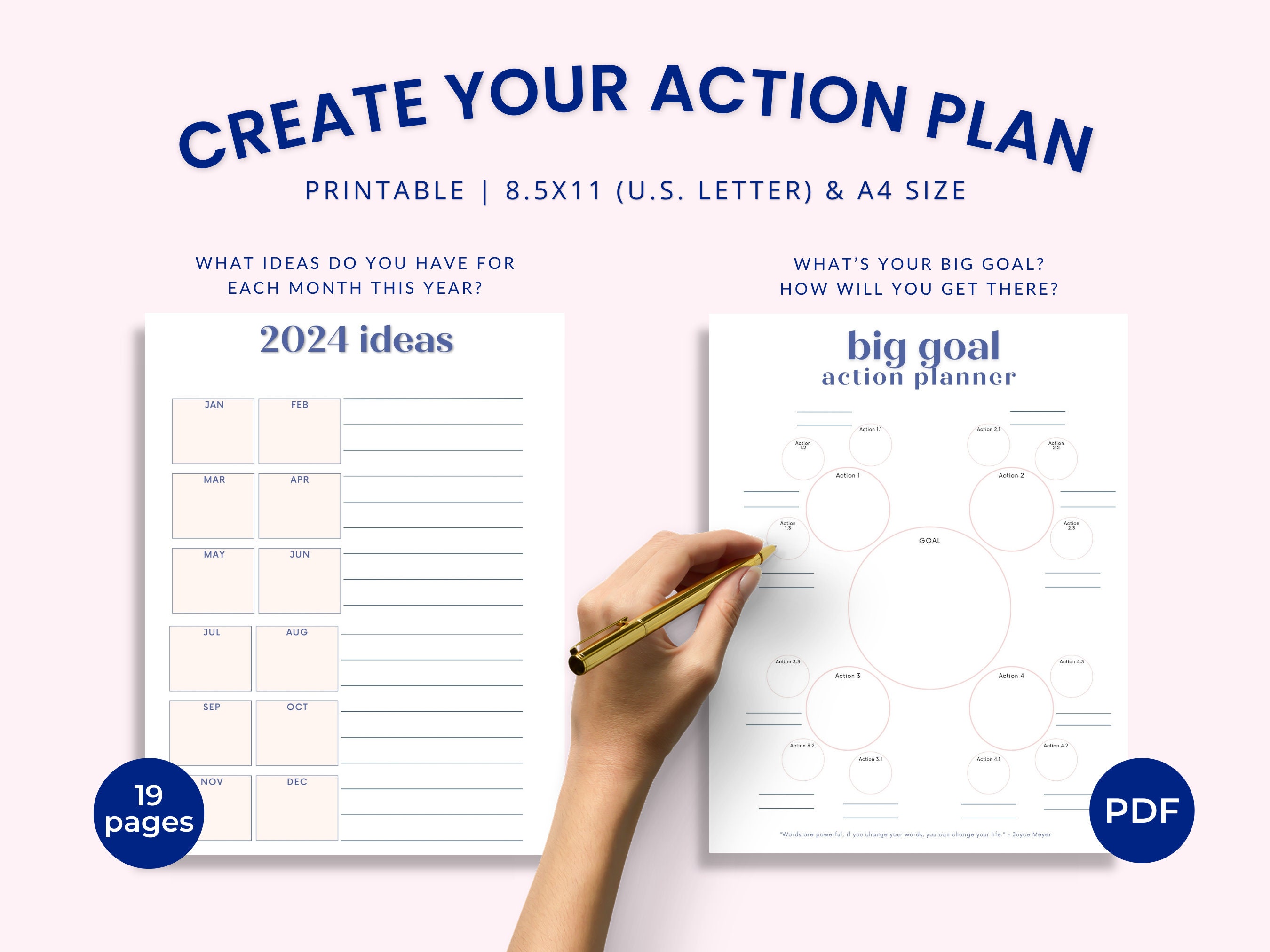 2024 Printable Goal Setting Planner and Affirmation Deck Bundle New ...