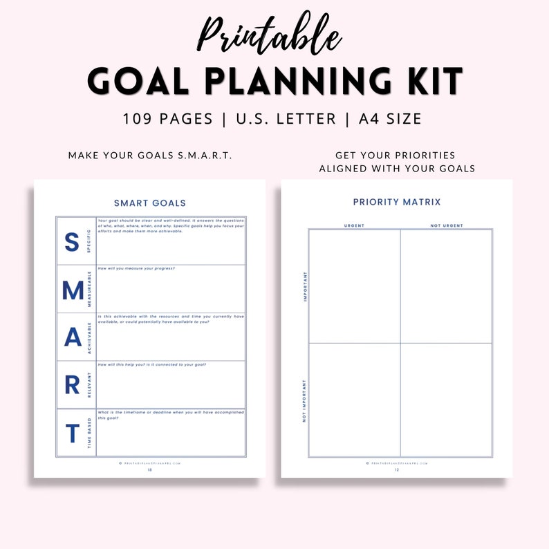 Printable Goal Planner Kit 2024, Goal Setting, Quarterly Goals, Yearly ...