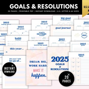 2025 Printable Goal Setting Planner and Affirmation Card Bundle | New ...
