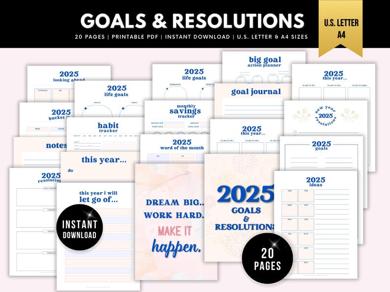 2025 Printable Goal Setting Planner and Affirmation Card Bundle | New ...