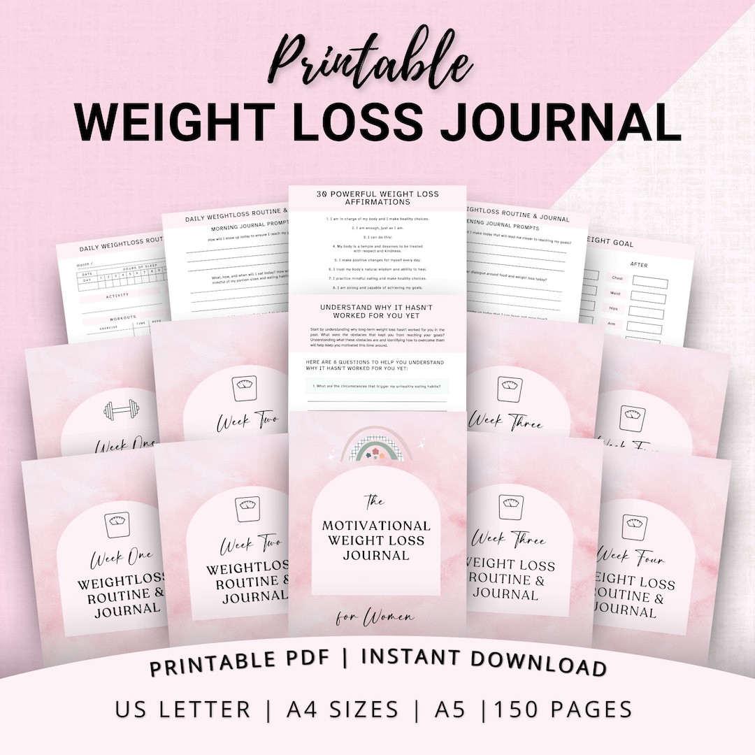 Printable Motivational Weight Loss Journal, Meal Planner, Fitness ...