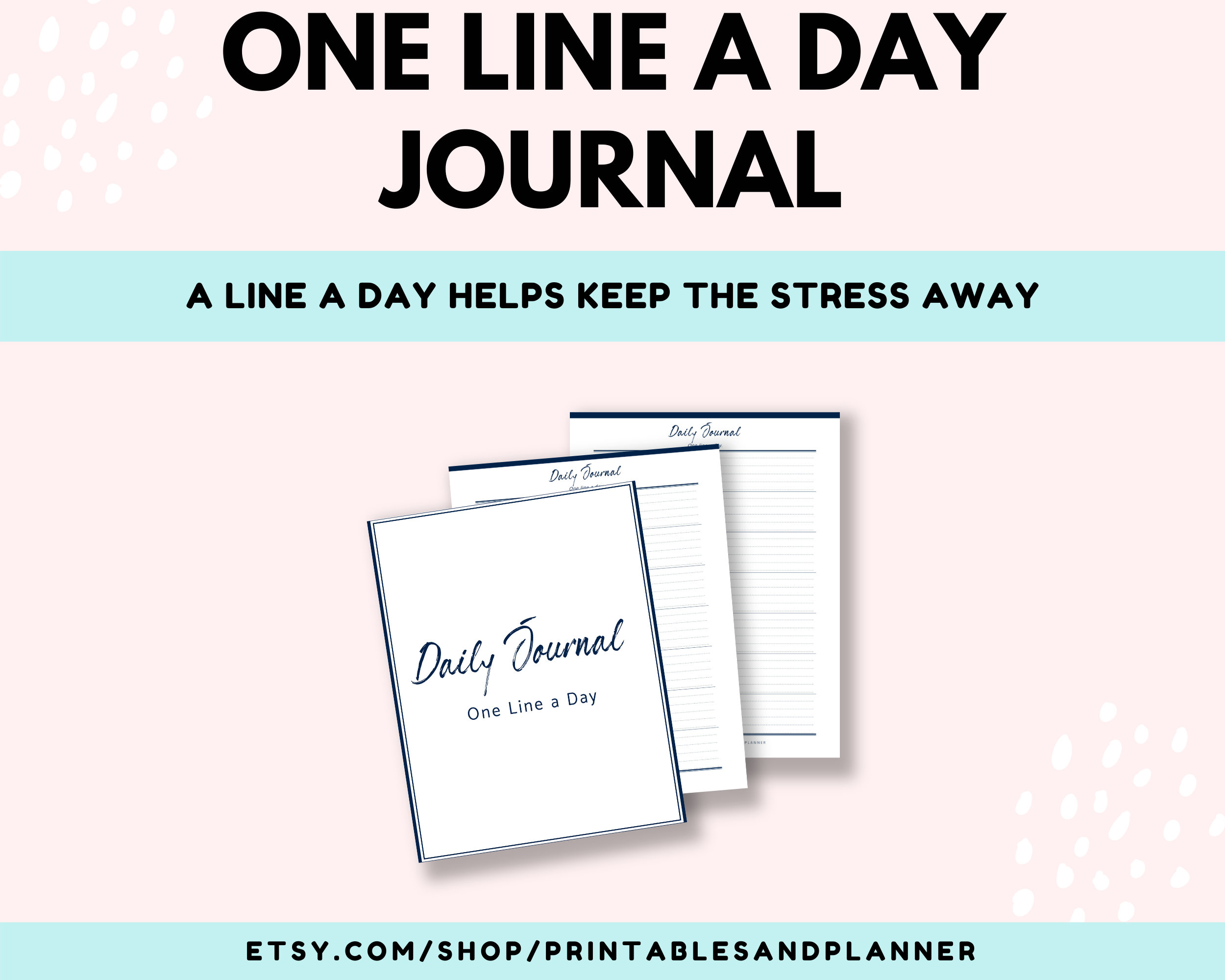 Printable Daily Journal One Line a Day. Develop a Daily Writing Habit ...