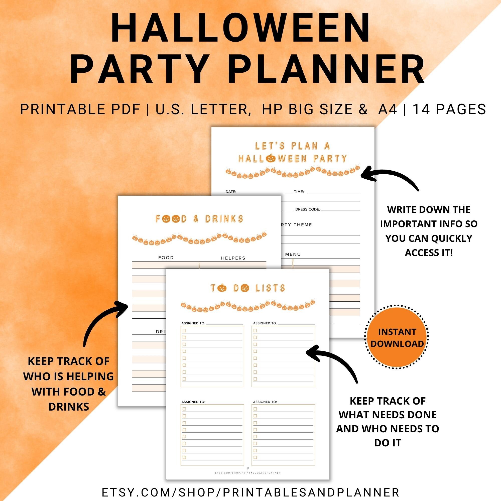 Printable Halloween Party Planner Halloween Party Organizer - Etsy