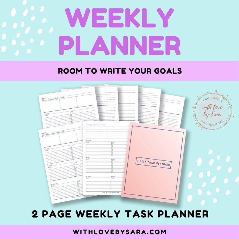 Printable Weekly Planner Weekly Task Planner Undated Weekly Week at A ...