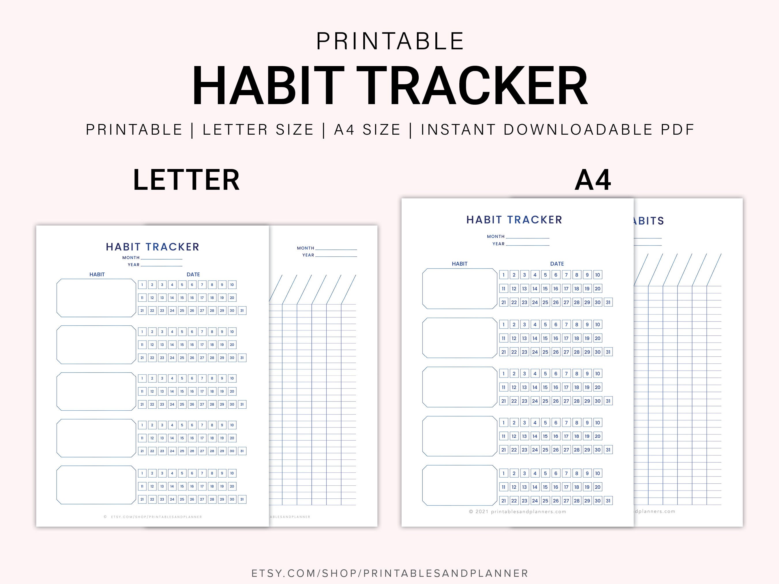 Monthly Habit Tracker | Habit Tracker Printable | Habit Chart | Habit ...