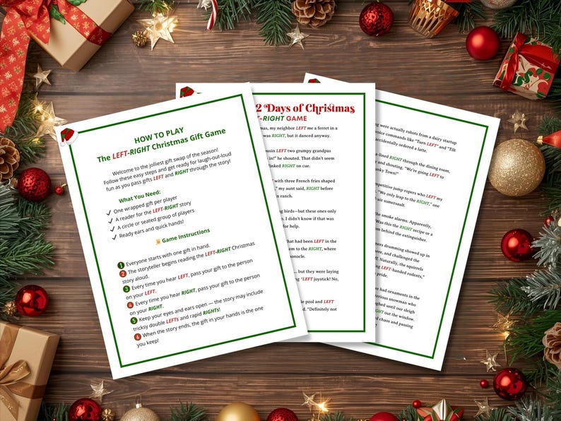 Left Right Christmas Game | Funny Gift Exchange | Printable Holiday ...