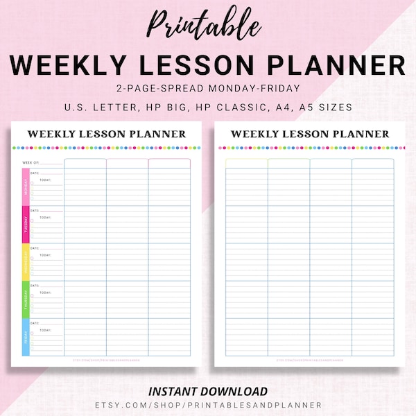 Printable Teacher Planner, Teacher Plan Book, Teacher Agenda, Lesson ...