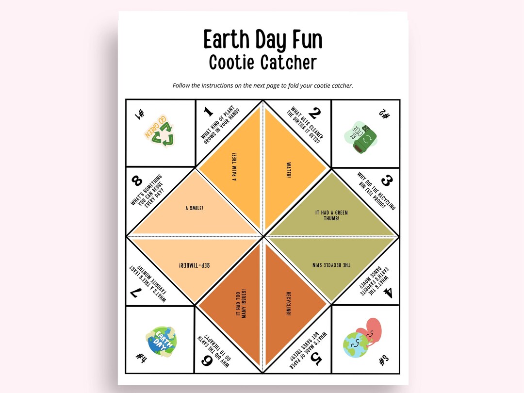 Earth Day Riddles Cootie Catcher | Printable Classroom Game (PDF ...