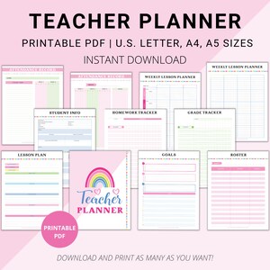 Printable Teacher Planner, Teacher Plan Book, Teacher Agenda, Lesson ...