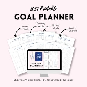 Printable Goal Planner Kit 2024, Goal Setting, Quarterly Goals, Yearly ...