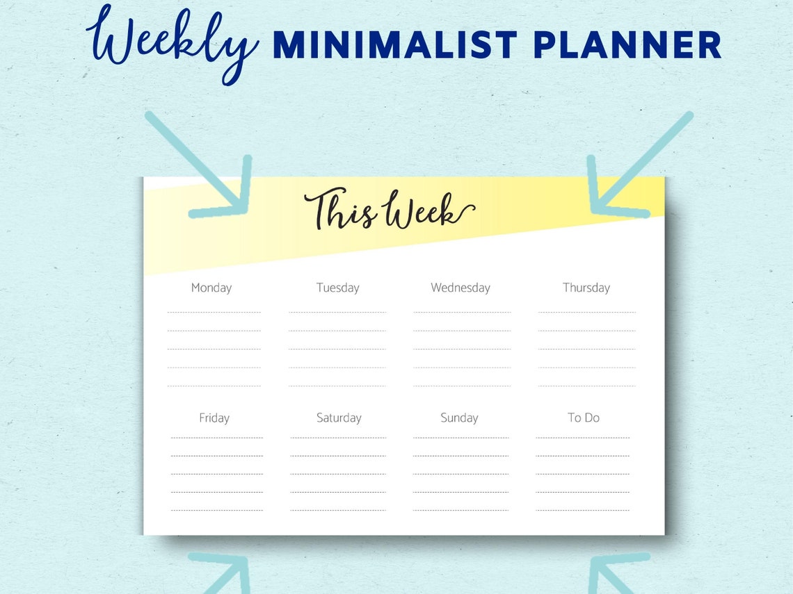 Weekly Planner Printable Landscape, Minimalist Weekly Schedule, Week at ...