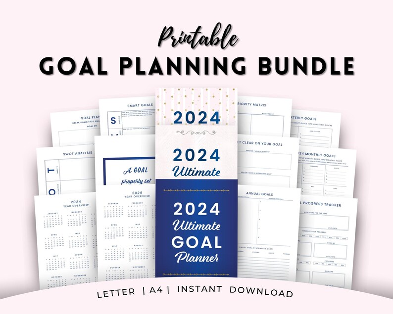 Printable Goal Planner Kit 2024, Goal Setting, Quarterly Goals, Yearly ...