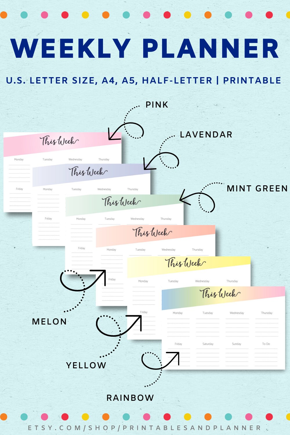 Weekly Planner Printable Landscape, Minimalist Weekly Schedule, Week at ...