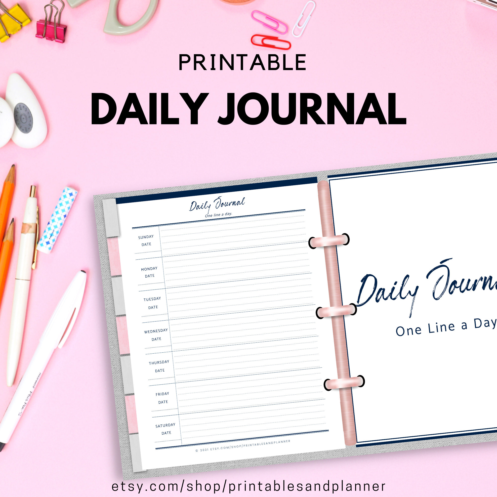 Printable Daily Journal One Line a Day. Develop a Daily Writing Habit ...