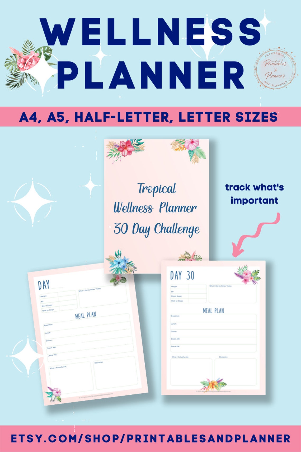 Wellness Planner Printable Health Planner Lose Weight - Etsy