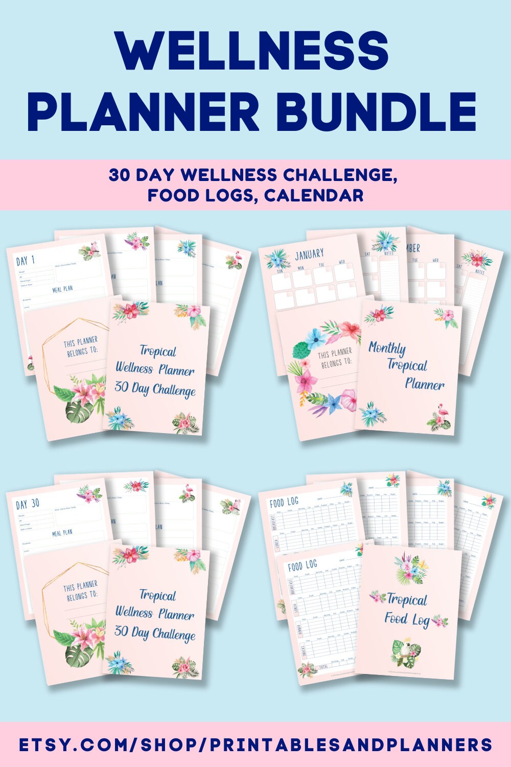 Wellness Planner Bundle Includes a Wellness Journal, Food Log, and ...