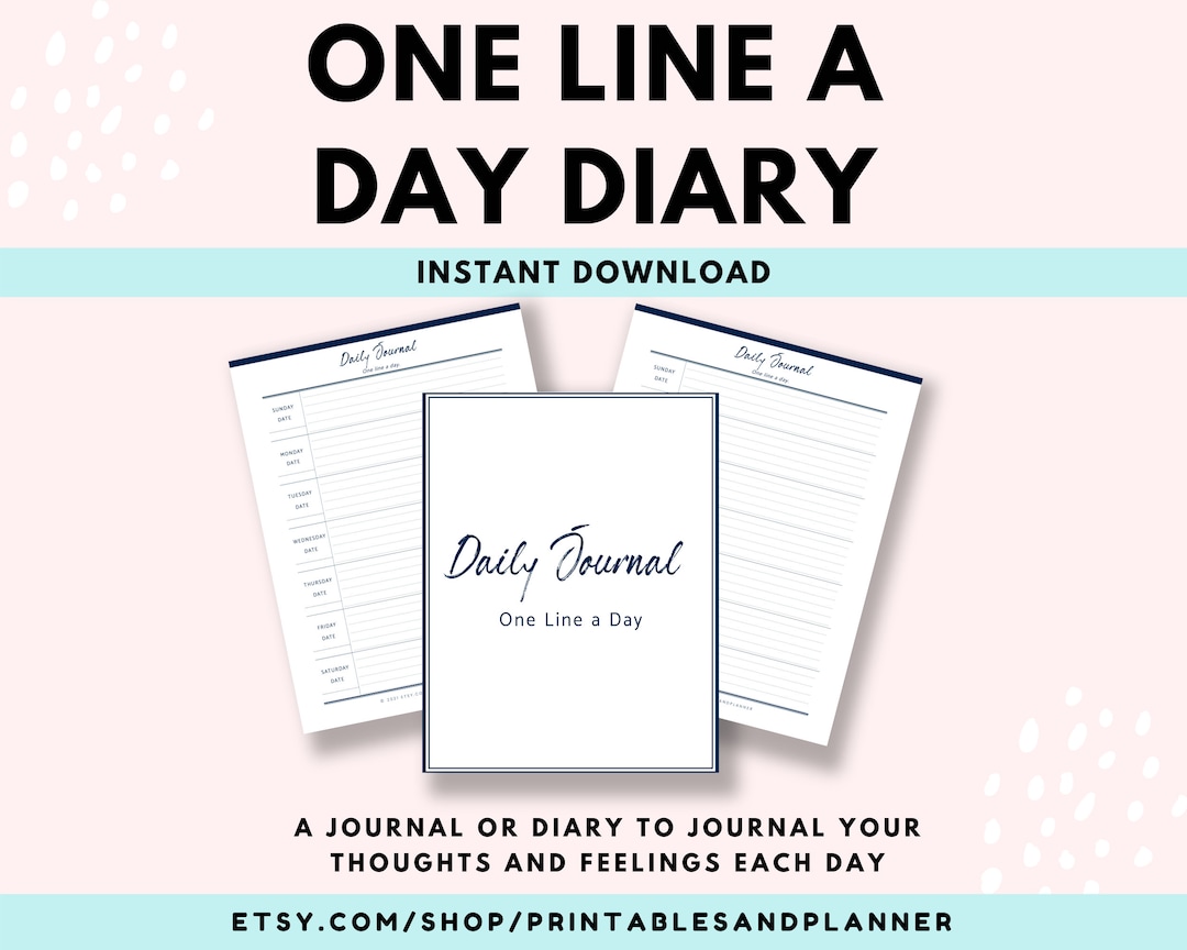 Printable Daily Journal One Line a Day. Develop a Daily Writing Habit ...