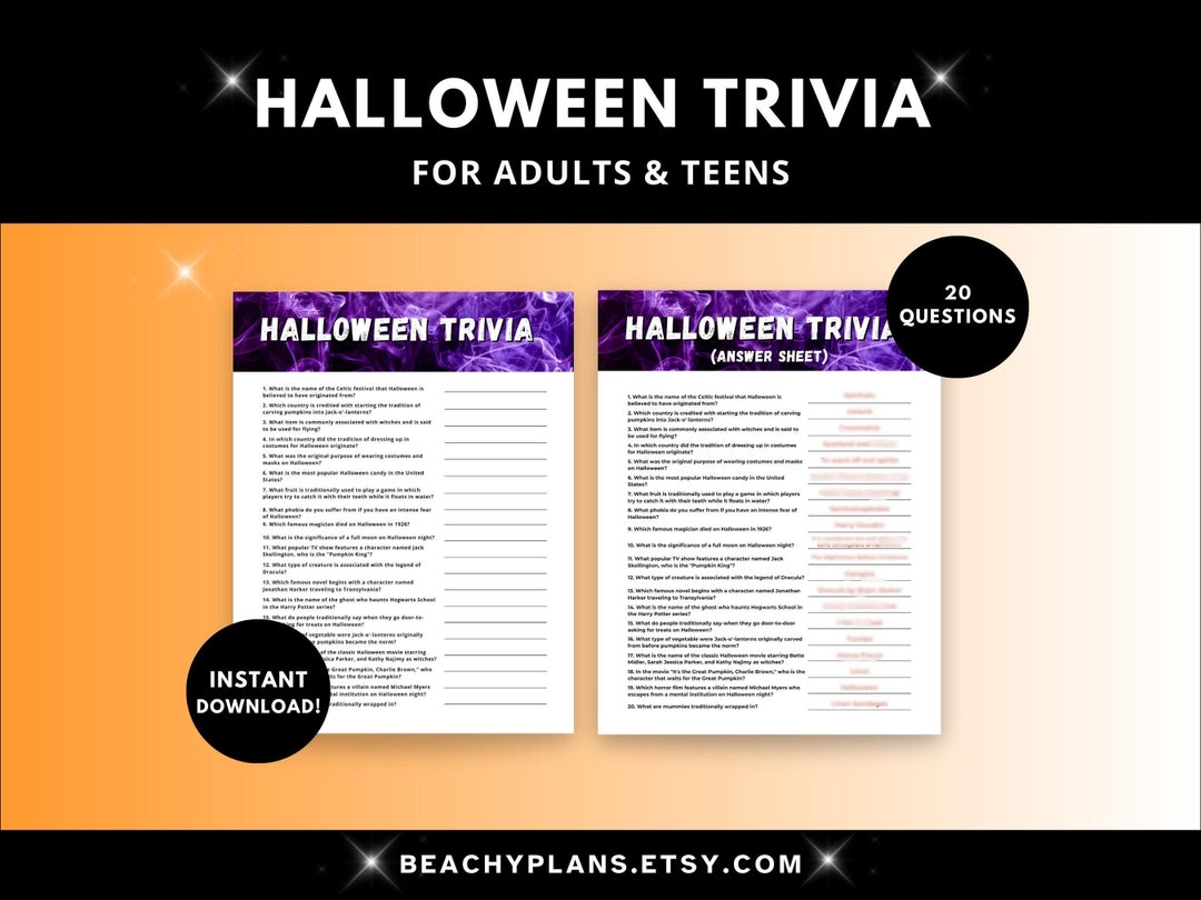 Printable Halloween Trivia for Adults and Teens – Perfect for Spooky ...