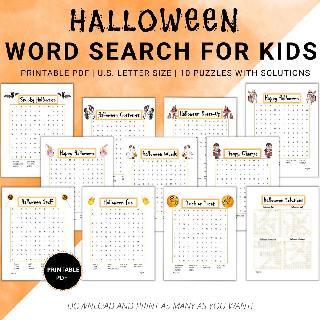 Halloween Printable Word Search Puzzle for Kids | Fun Halloween Party ...