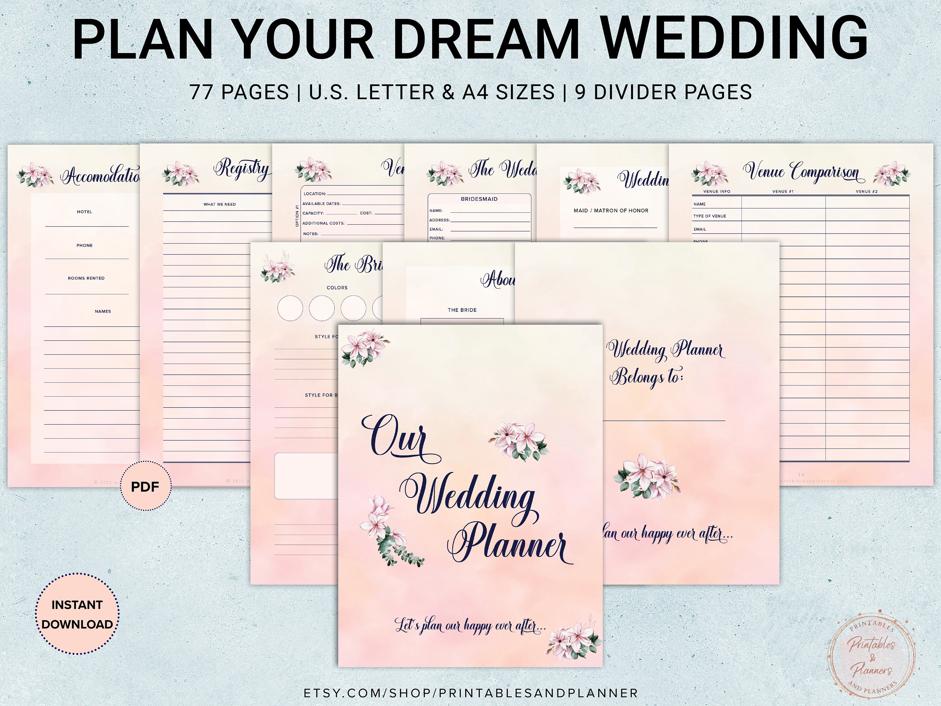 Wedding Planner Printable: DIY Wedding Organizer, Wedding Binder ...