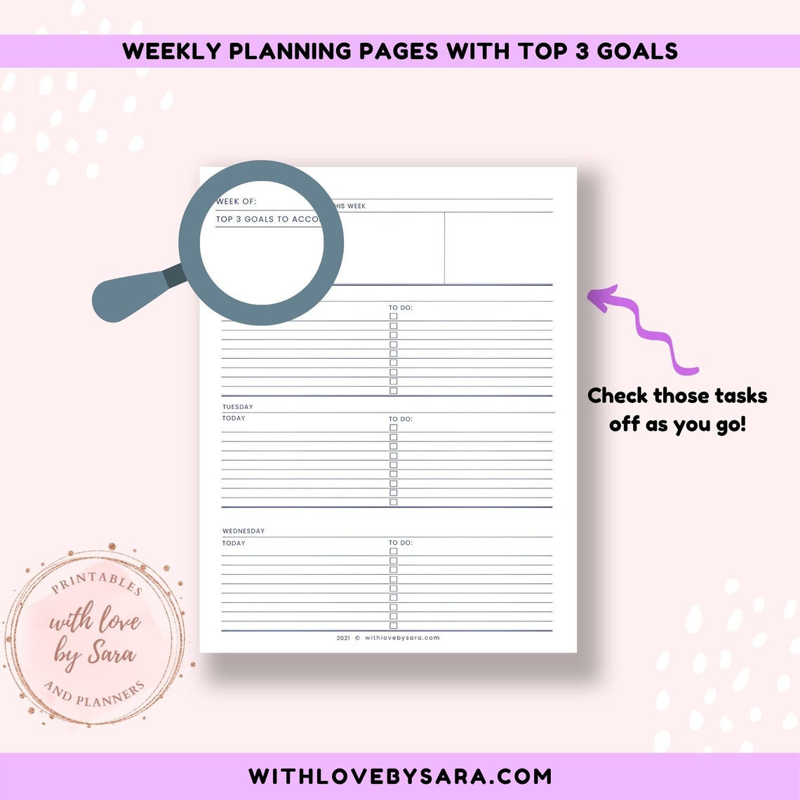 Printable Weekly Planner Weekly Task Planner Undated Weekly Week at A ...