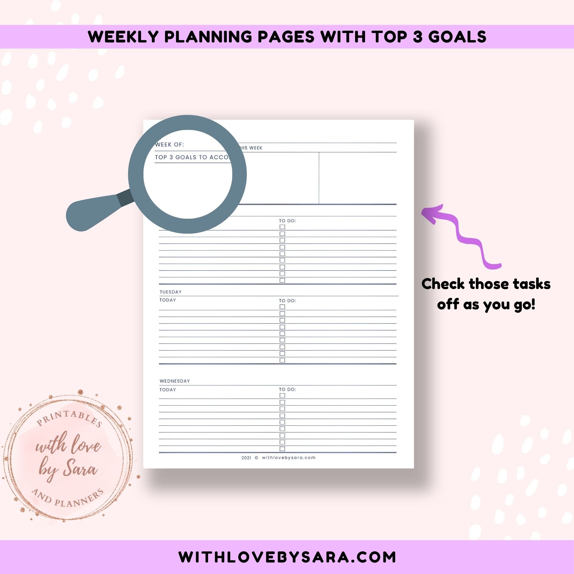 Printable Weekly Planner Weekly Task Planner Undated Weekly Week at A ...