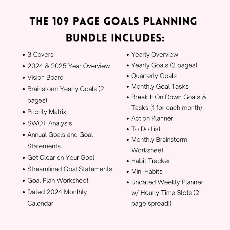 Printable Goal Planner Kit 2024, Goal Setting, Quarterly Goals, Yearly ...