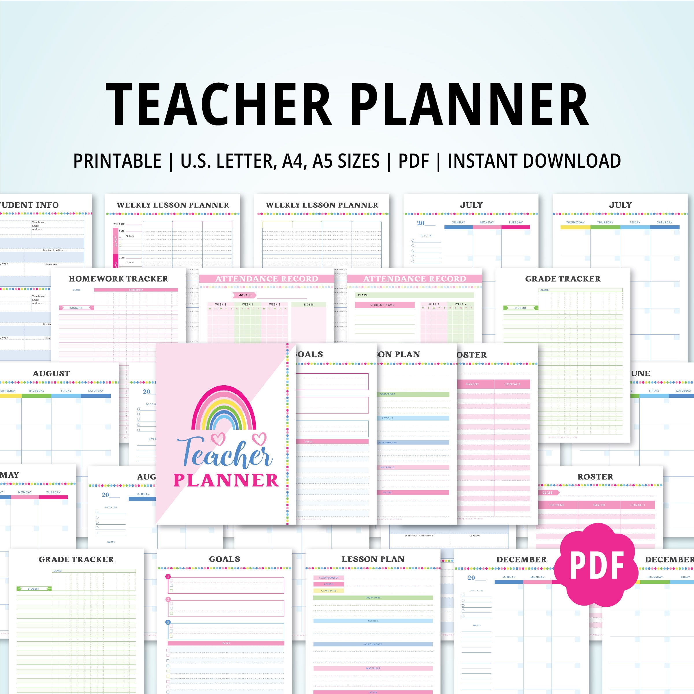 Printable Teacher Planner, Teacher Plan Book, Teacher Agenda, Lesson ...