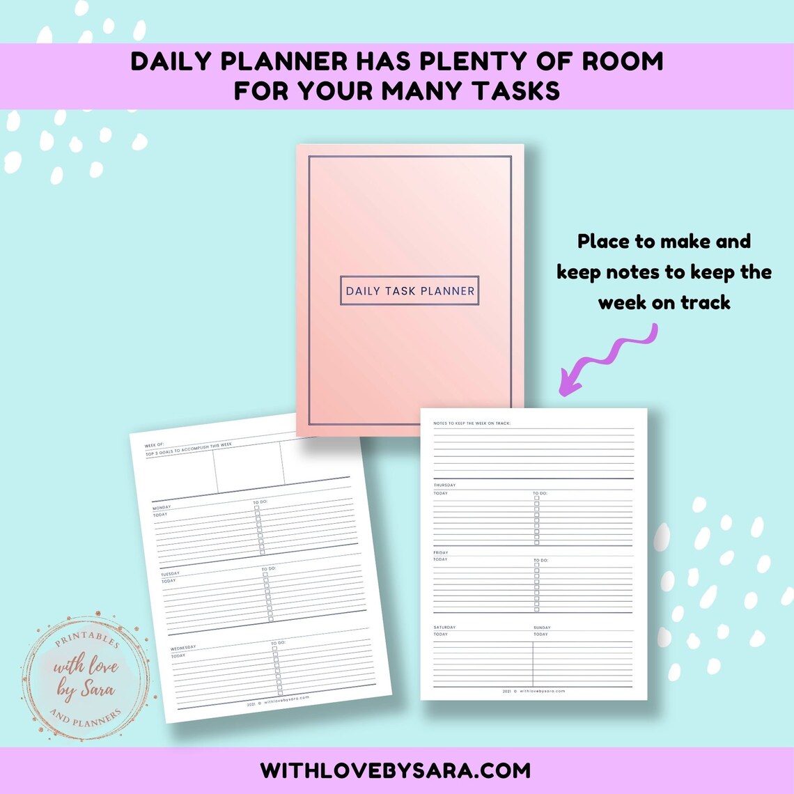 Printable Weekly Planner Weekly Task Planner Undated Weekly Week at A ...