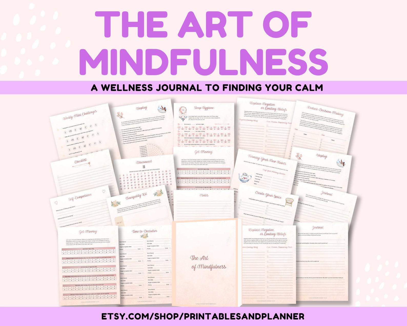Wellness Journal Self Care Journal Manifestation Planner - Etsy
